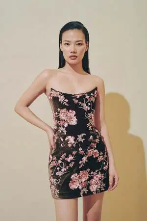 SAU LEE Anna Embroidered Mini Dress
