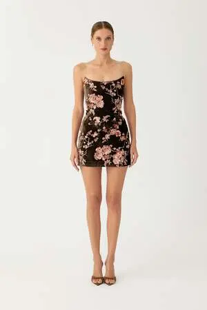 SAU LEE Anna Embroidered Mini Dress