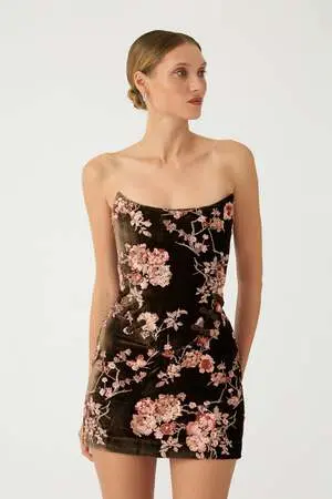 SAU LEE Anna Embroidered Mini Dress