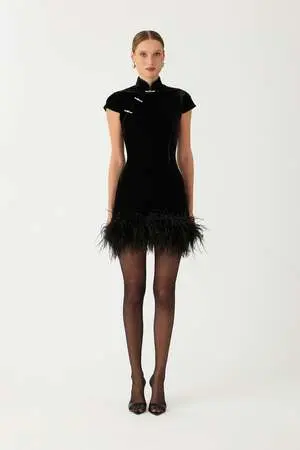 SAU LEE Morgan Velvet Mini Dress