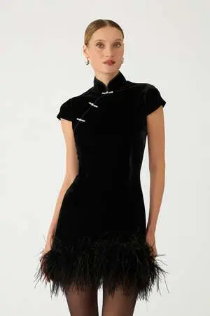 SAU LEE Morgan Velvet Mini Dress