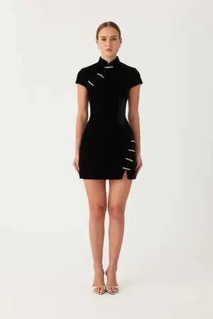 SAU LEE Ivy Velvet Mini Dress