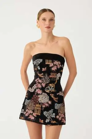 SAU LEE Jodie Embroidered Mini Dress