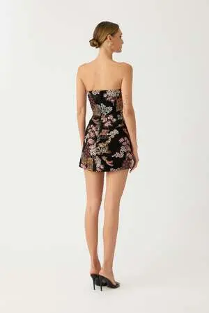 SAU LEE Jodie Embroidered Mini Dress