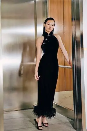SAU LEE Jillian Velvet Dress