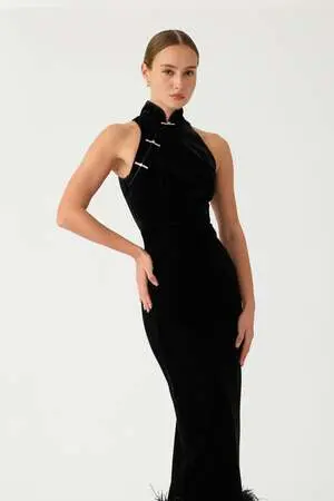 SAU LEE Jillian Velvet Dress