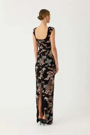 SAU LEE Brooke Embroidered Gown - Black Multi