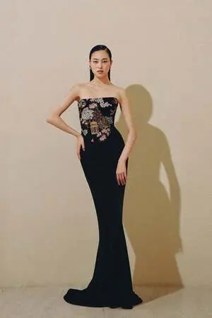 SAU LEE Isha Velvet Gown