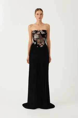 SAU LEE Isha Velvet Gown