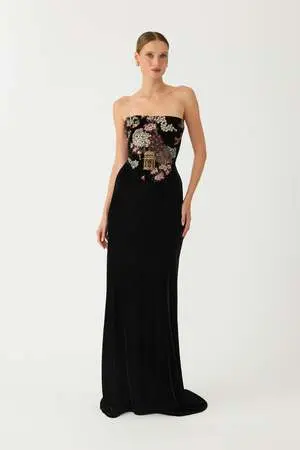 SAU LEE Isha Velvet Gown