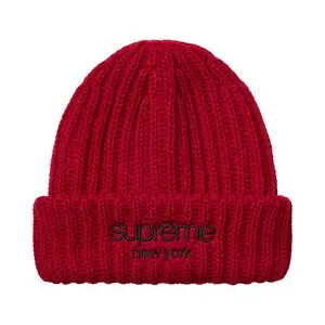 Supreme Classic Logo Chunky Ribbed Beanie - Red