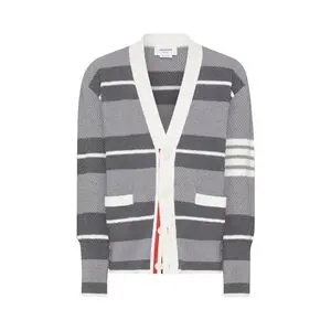 Thom Browne Classic Stripe Seed Stitch Neck Cardigan 'medium