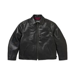 Supreme X Schott Distressed Leather Jacket - Black