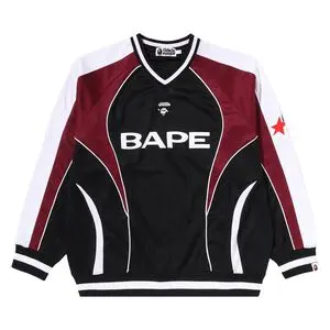 A BATHING APE Logo Warm Up Relaxed Fit Long-sleeve Tee - Black