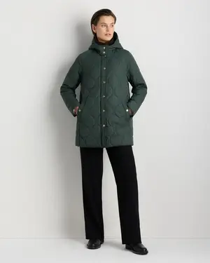 Quince Featherless Quilted Hooded Long Puffer Jacket