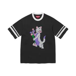Supreme Glitter Cat Short-sleeve Top - Black
