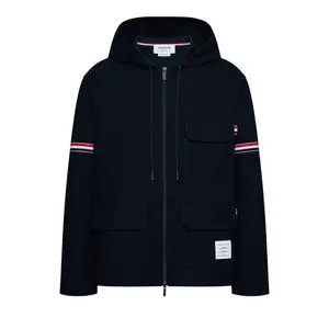 Thom Browne Double Face Tech Twill Oversized Zip Up Parka 'navy