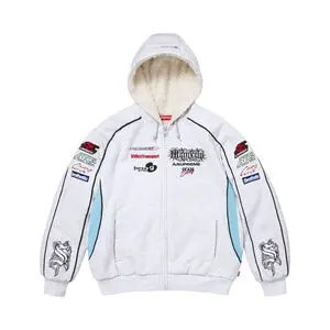 Supreme Racing Lined Zip Up Hooded Sweatshirt 'ash