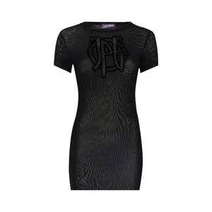 JEAN PAUL GAULTIER Mesh Tee Dress With "jpg Logo" Flock