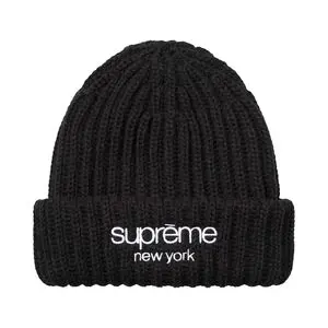 Supreme Classic Logo Chunky Ribbed Beanie - Black