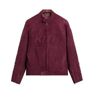 Kith Suede Wayne Moto Jacket 'magma - Red