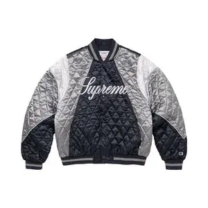 Supreme X Champion Quilted Satin Varsity Jacket 'navy