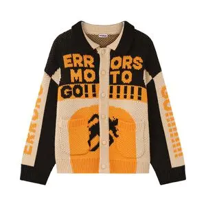 HOUSE OF ERRORS Thick Knit Moto Cardigan /orange