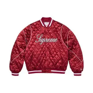 Supreme X Champion Quilted Satin Varsity Jacket 'dark
