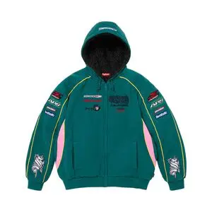 Supreme Racing Lined Zip Up Hooded Sweatshirt 'dark
