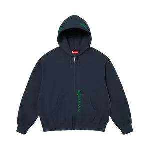 Supreme God Over Money Zip Up Hooded Sweatshirt 'navy