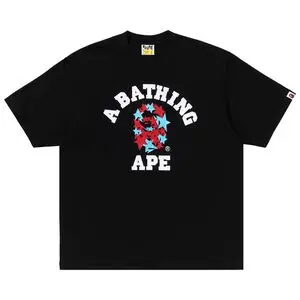 A BATHING APE Metallic Sta College Relaxed Fit Tee - Black