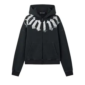 Palm Angels Big Neck Logo Zip Loose Hoodie /off White