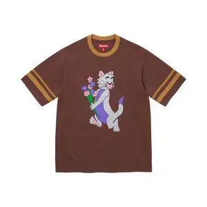 Supreme Glitter Cat Short-sleeve Top - Brown