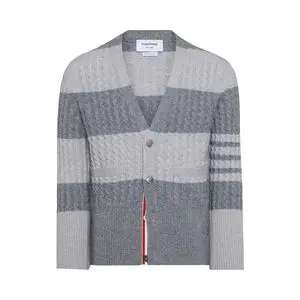 Thom Browne 4 Bar Stripe Classic Neck Cardigan 'tonal
