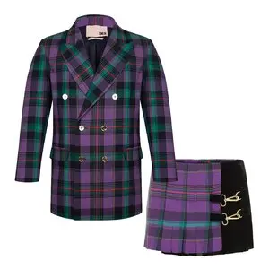COME ON Suit Allegro Jacket Tartan With Jack Mini Skirt Tartan Violet - Purple