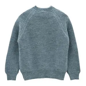 OUBAS Blue / Grey The Olann British Wool Crew Neck Sweater In Slate Blue
