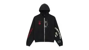 RtA Riko Half Half Zip Up Hoodie - Vintage Black