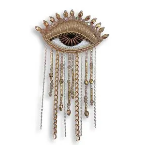 VETKA Neutrals Talisman Eye Brooch With Fringe- Golden Gaze - Yellow