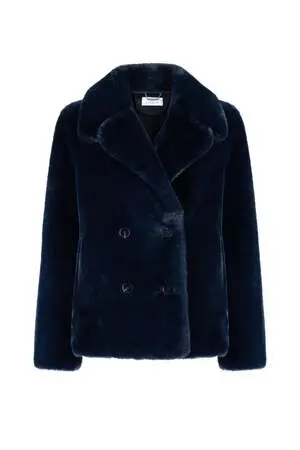 ISSY LONDON Philippa Peacoat Vegan Faux Suede & Shearling Midnight