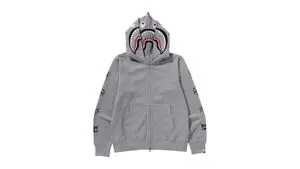 A BATHING APE Us Double Shark Full Zip Hoodie - Gray