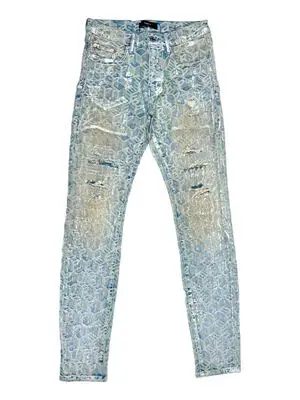 PURPLE BRAND Jacquard Monogram Jeans - Light Indigo