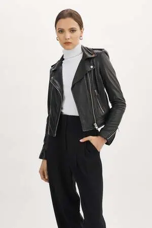 LAMARQUE Donna Iconic Leather Biker Jacket - Black
