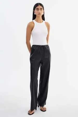 LAMARQUE Faith Faux Leather Relaxed Pants Black
