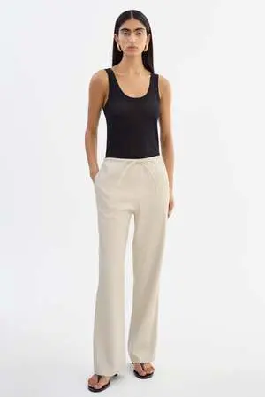 LAMARQUE Faith Faux Leather Relaxed Pants - Bone