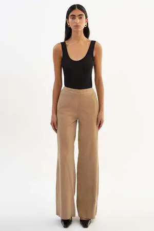 LAMARQUE Elise Wide-leg Suede Pants - Beige