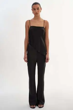 LAMARQUE Emile Bias Cut Pull-on Satin Pants Black