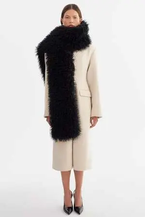 LAMARQUE Haris Oversized Faux Fur Scarf - Black