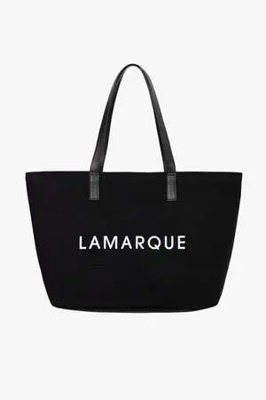 LAMARQUE Shopper Canvas Tote Bag With Leather Straps