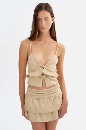 LAMARQUE Laura Faux Suede Double Ruffles Skirt