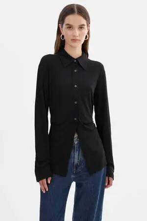 LAMARQUE Kai Fitted Knit Shirt - Black